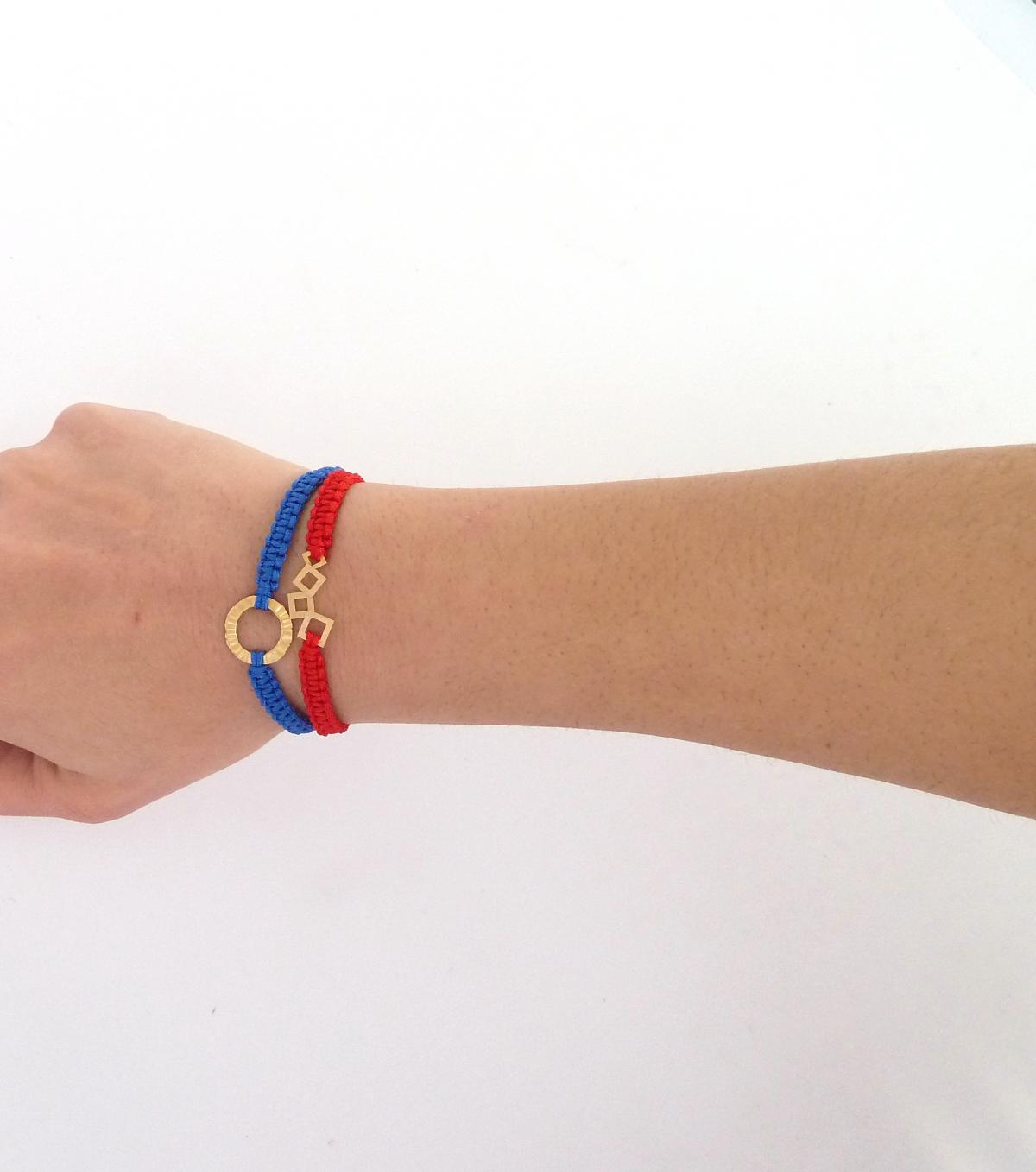 Macrame Red Bracelet , Handmade Red Macrame Bracelet With Gold Plated ...