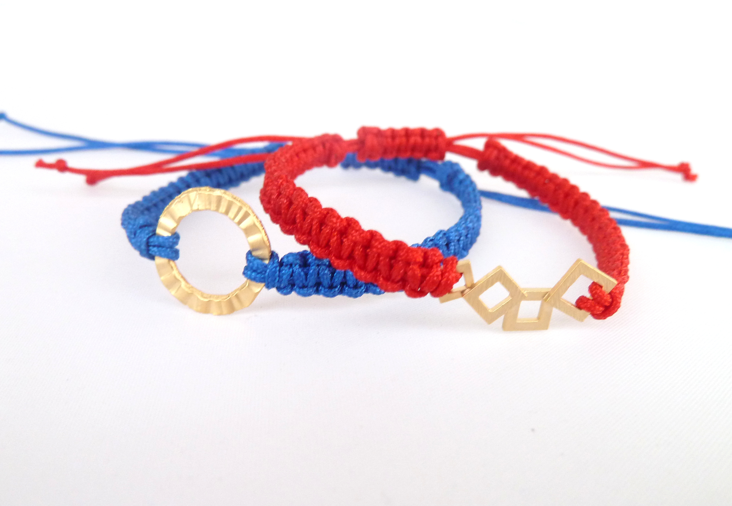 Macrame Red Bracelet , Handmade Red Macrame Bracelet With Gold Plated ...