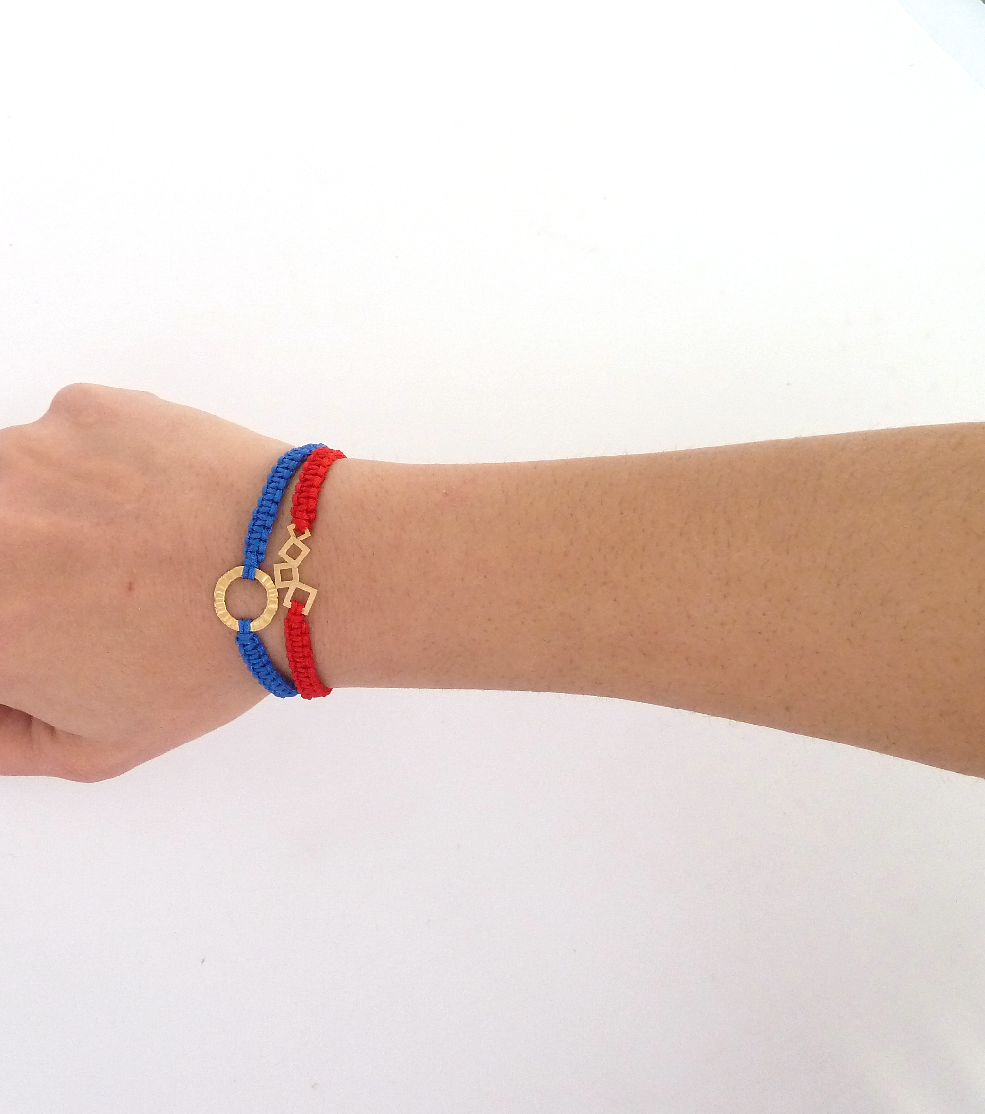 Macrame Red Bracelet , Handmade Red Macrame Bracelet With Gold Plated ...